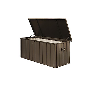 Ditkoko 150 Ourdoor Gallon Deck Box, Waterproof Storage Container with Lockable Lid, Package Delivery Box for Patio Furniture, Patio Cushions, Gardening Tools, Pool and Sports Supplies - Brown