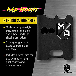 Mob Armor Rad Mount - Dual Magnetic Car Mount Kit for CB, VHF & GMRS Radios, Handheld Radio Bracket with Hand Mic Holder and Base, CB Radio Mount for Vehicle Use, Off-Road, Job Site, Rugged Activities