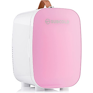 Subcold Pro6 Luxury Mini Fridge Cooler 6 Litre / 8 Cans AC & Exclusive USB Power Option Small Portable Fridge For The Office, Bedroom, Car, Skincare & Cosmetics Pink