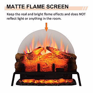 PuraFlame 24" Free Standing Electric Fireplace Log Set Insert, 750W/1500W Heater, 6 Flame Colors with 5 Brightness, Crackling Sound, Remote Control
