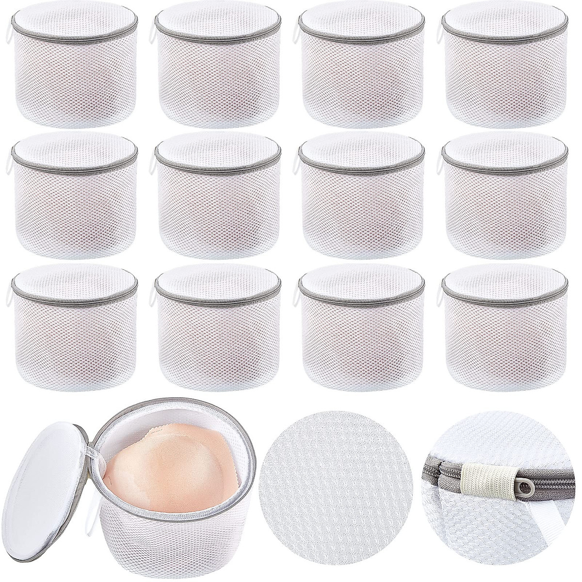 12 Pieces Honeycomb Mesh Laundry Bags for Delicates Underwear Bra Laundry Bags for Washing Machine Sock Laundry Mesh Bags for Delicates Garment Lingerie Wash Bag Net, 6 x 7 Inch (Gray)