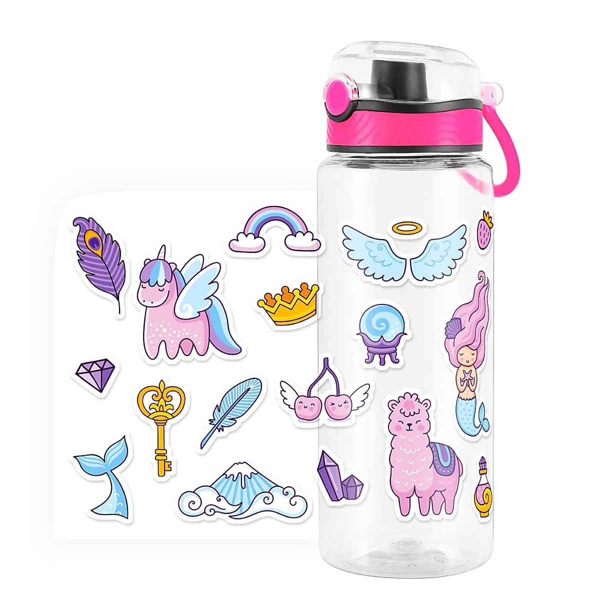 Home Tune 23oz DIY Sticker Water Bottle, Design Your Own Water Bottle for Girls & Boys - BPA Free, Chug lid, Fun DIY Arts and Crafts Activity, Cute Stickers for Girls & Boys - Red