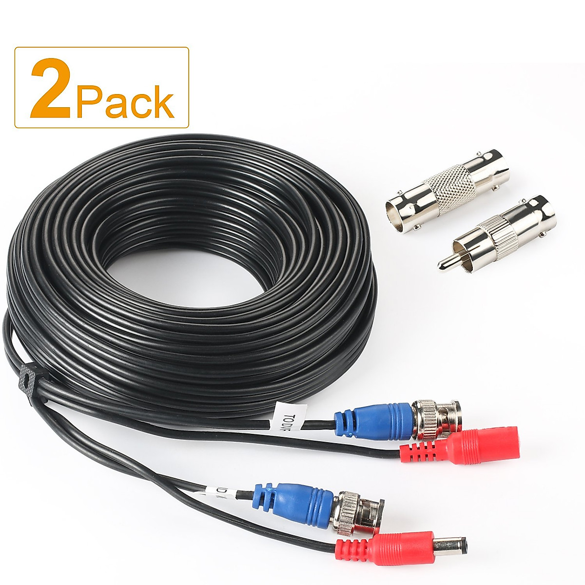 SHD 2Pack 50Feet BNC Vedio Power Cable Camera Video BNC Cable Wire Cord for Surveillance CCTV Security System with Connectors(BNC Female and BNC to RCA)
