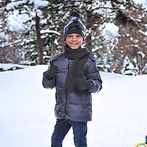 Polar Wear Boys Knit Set Hat Scarf Gloves, Grey (1317), One Size