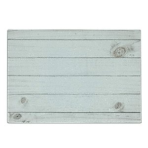 Ambesonne Grey and White Cutting Board, Wooden Planks Horizontal Lines Rustic Timber Soft Tone Oak Background House Image, Decorative Tempered Glass Cutting and Serving Board, Small Size, White