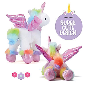 PREXTEX Unicorn Stuffed Animals (4 Cute Plush Unicorns Gifts for Girls), Machine Washable - Unicorn Toys for Girls & Boys Ages 3-5+