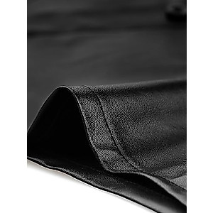 Agnes Orinda Plus Size Faux Leather Jacket Shacket for Women Motorcycle Biker Button Down Shirts 2X Black