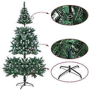 Artificial Christmas Tree Xmas Pine Tree, Automatic Open, Hinged Flocked with Metal Stand for Holiday Home Party Decoration(7.5FT, AUTO-Green)