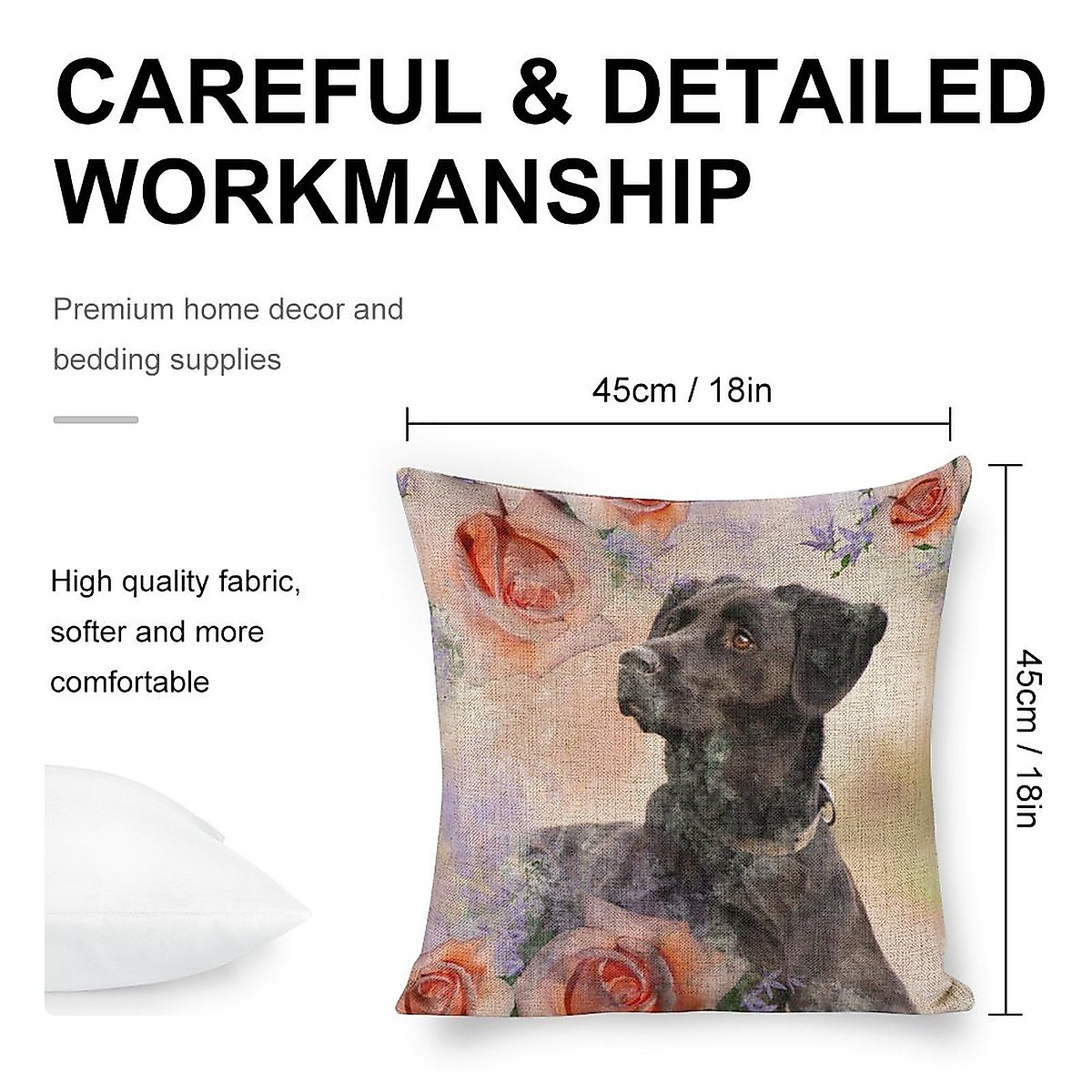 Dog Black Lab Labrador Throw Pillow Covers 18X18 Pillow Cushion Cases, Modern Decorative Square Pillowcases for Sofa Couch Bedroom Living Room Car