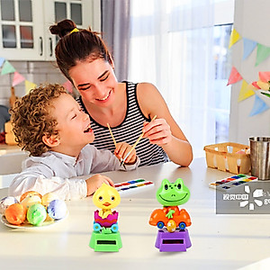 2 PCS Easter Chick Frog Solar Ornaments Easter Ornaments Solar Dancing Toys Solar Bobblehead Solar Dancing Figures Solar Bobble Dancing Toys for Window Desk Car Home Party Decoration Gift