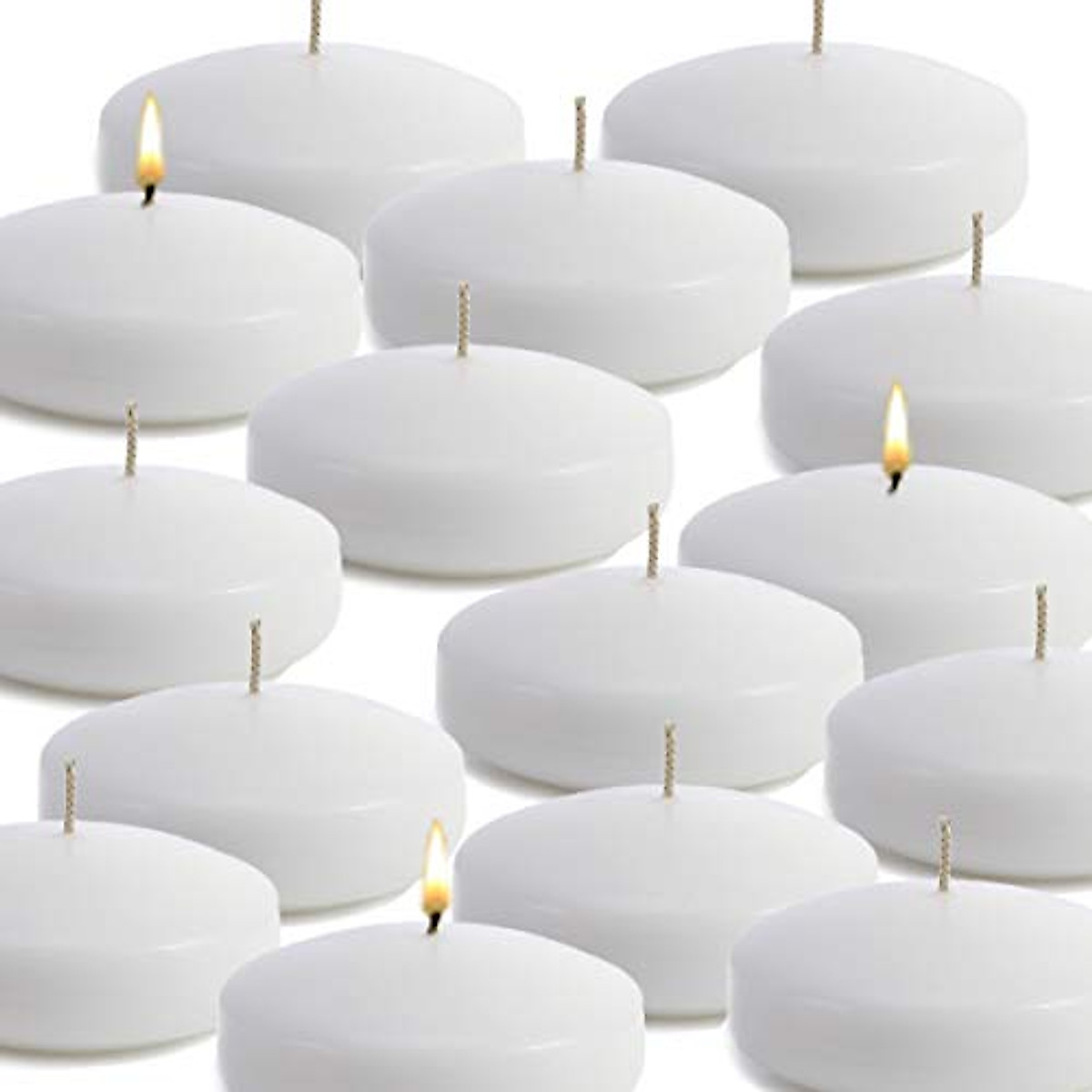 CandleNScent Unscented Floating Candles | Large 3 Inch - Fits in 3 Inch Vase and Above | White| Floats On Water | Made in USA (Pack of 36)