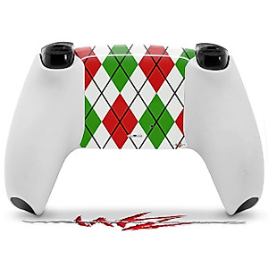 WraptorSkinz Skin Wrap compatible with Sony PS5 DualSense Controller Argyle Red and Green (CONTROLLER NOT INCLUDED)