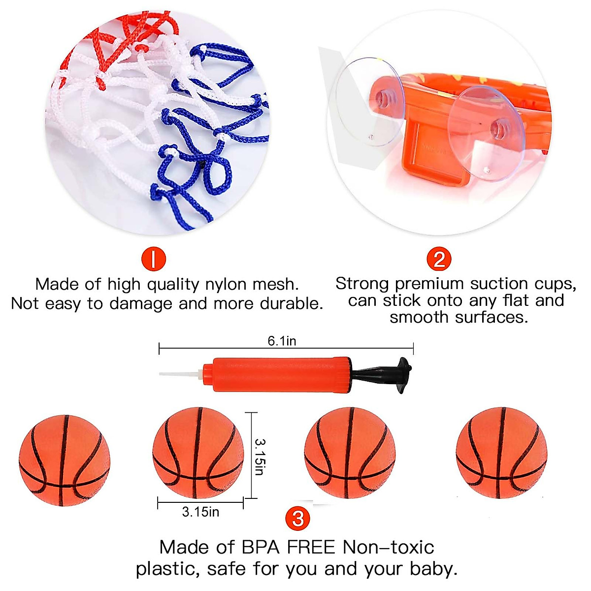 Cyfie Bath Toys Toddler, Bathtub Basketball Hoop Toy for Kids Ages 4-8, Suction Cup Basketball Hoop Set with 4 Balls, Shower Bath Toys Basketball for Toddlers Boys Girls