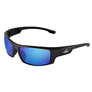 Bullhead Safety Dorado Safety Glasses with Dual Lenses, ANSI Z87+, Blue Light Glasses with UV Light Protection and Anti-Scratch Coating, Blue Revo Lenses, Matte Black Frame