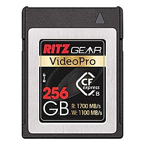 Ritz Gear CFExpress Type B 256GB Card (1700/1100 R/W), Pairs W Canon 1D X Mark III, R5, R3. Panasonic Lumix S1/ S1R etc. Not Recommended for Nikon Cameras