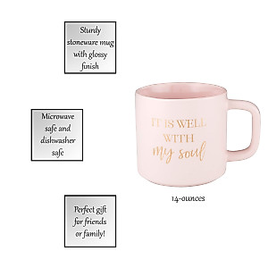 Creative Brands Faithworks - Inspirational Stackable Stoneware Mug, 14-Ounce, It Is Well