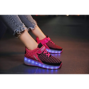 SDSPEED 7 Colors LED Rechargeable Kids Roller Skate Shoes with Single Wheel Shoes Sport Sneaker