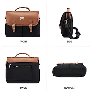 LOVEVOOK Laptop Bag for Women, 15.6 inch Large Capacity Computer Briefcase Case, Crossbody Messenger Shoulder Bag, Office Business Work Tote Bags Purse for Travel Gifts, Brown-black