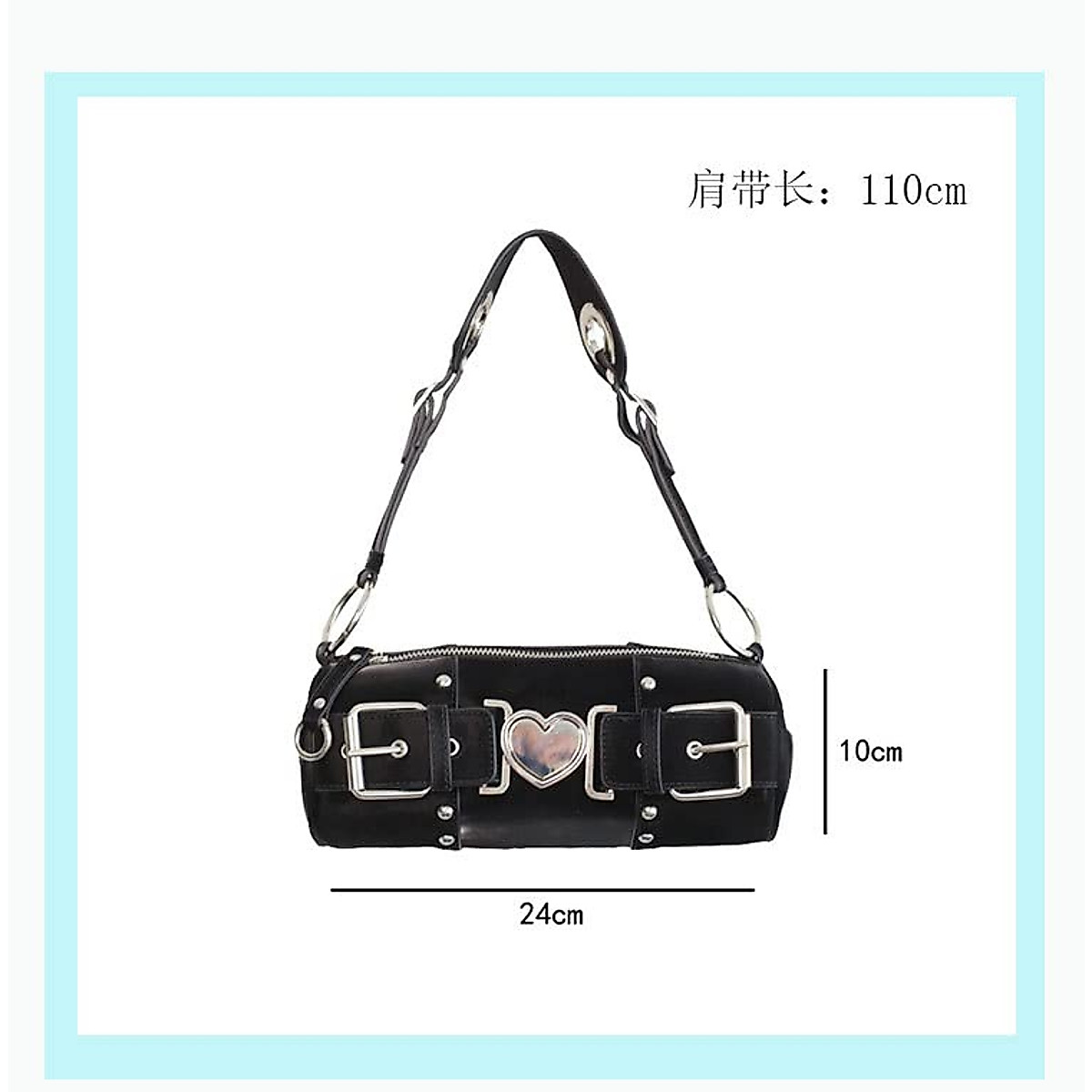 GESALOP Y2K Purse Love Vintage Shoulder Bag Women's Handbag Aesthetic Small Purse Gothic Purse Grunge Accessories (Black)