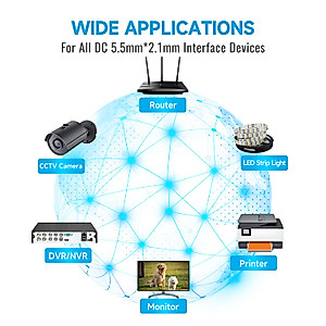 ANLINK 10M 33ft Power Extension Cable, DC 12V 2.1mm x 5.5mm Power Adapter Extension Cord, Compatible with 12V DC Power Supply Adapter or Wall Charger for CCTV Security Camera IP Camera(White)