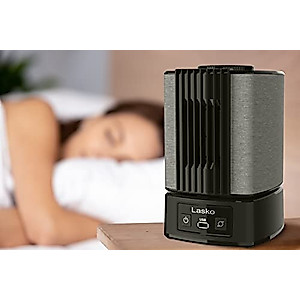 Lasko SB100 SlumberBreeze 2-in-1 Small Table Fan and White Noise Machine for Better Sleep in the Bedroom and Focus in the Home Office, Black