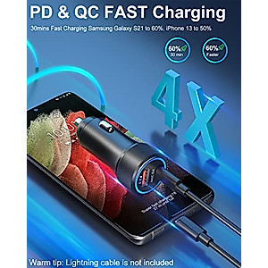 USB C Car Charger 2-Pack, Eversame 36W PD3.0 & QC3.0 Dual USB Fast Car Charger Adapter for Samsung Galaxy S22/S21/Google Pixel 6/iPhone 14/14 Pro Max/14 Pro/14 Plus/13/12/iPad Pro-6FT C-C Cable-Black