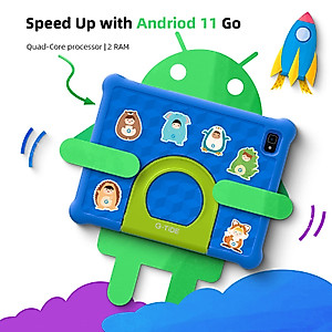 G-TiDE Kids Tablet, 10.1 inch Android 11 Tablet for Kids, 32GB ROM, Quad-Core, HD Dual Camera, WiFi Bluetooth, Parental Control, Kids App Klap with Kid-Proof Case and Screen Protector, Blue
