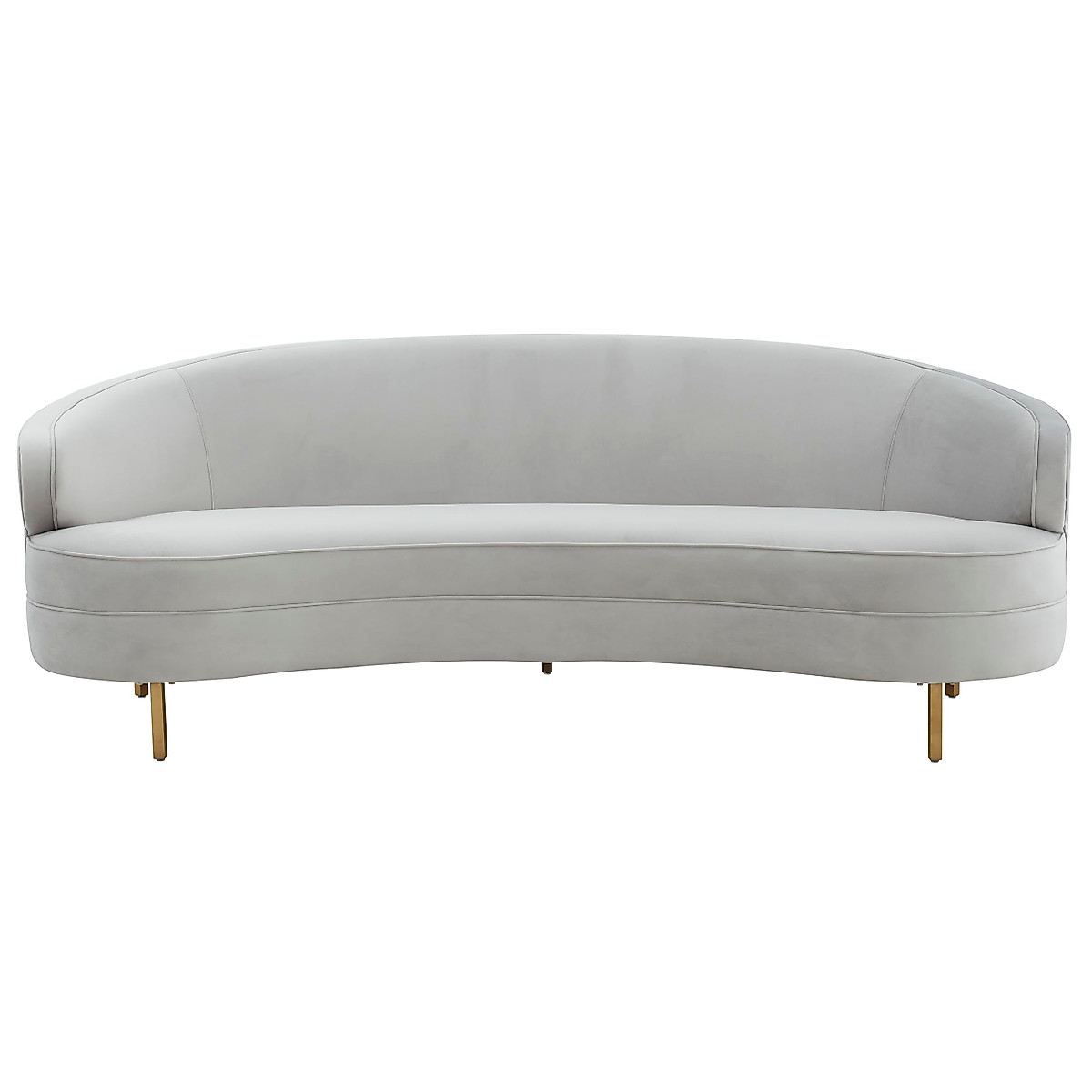 SAFAVIEH Couture Collection Primrose Light Grey Velvet/Gold Curved Sofa (Fully Assembled)