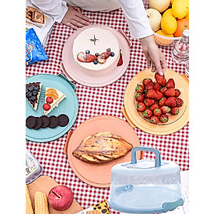 GLOGLOW 6/8 Inch Round Cake Carrier, Portable Cake Stand Cupcake Carrier with Lid Handle for Easily Hold Transport Cakes Pies Desserts (Blue)