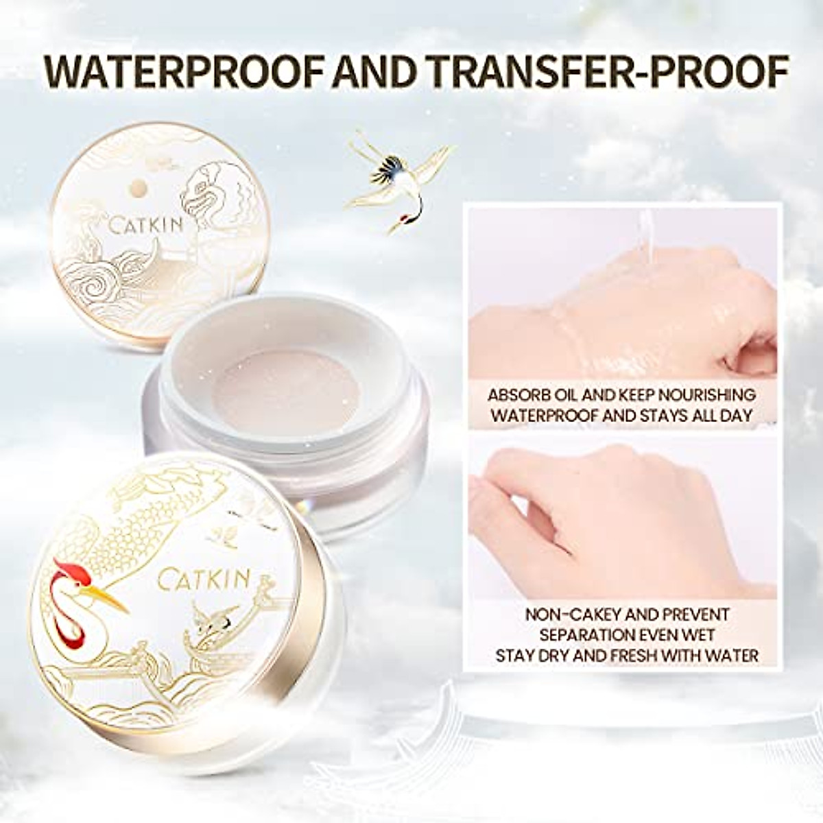 CATKIN Dreamworld Air Makeup Loose Powder Setting Finishing Powder Oil Control Matte Natural with Puff (C01 Natural)