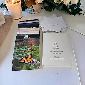 Asiren Greetings Sympathy Thank You Cards - Funeral Thank You Cards - 12 Beautiful Designs with Gold Foil, Message Inside, and Envelopes