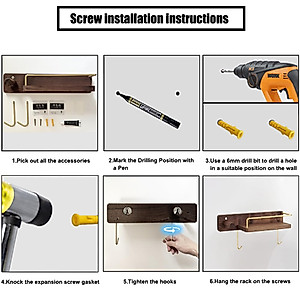 Amersis Wallmount Hair Dryer Holder Rack Compatible with Dyson Supersonic Hair Dryer Blow Dryer Accessories and Attachments Organizer Storage Rack, Walnut Wood(Hair Dryer & Attachments not Included)