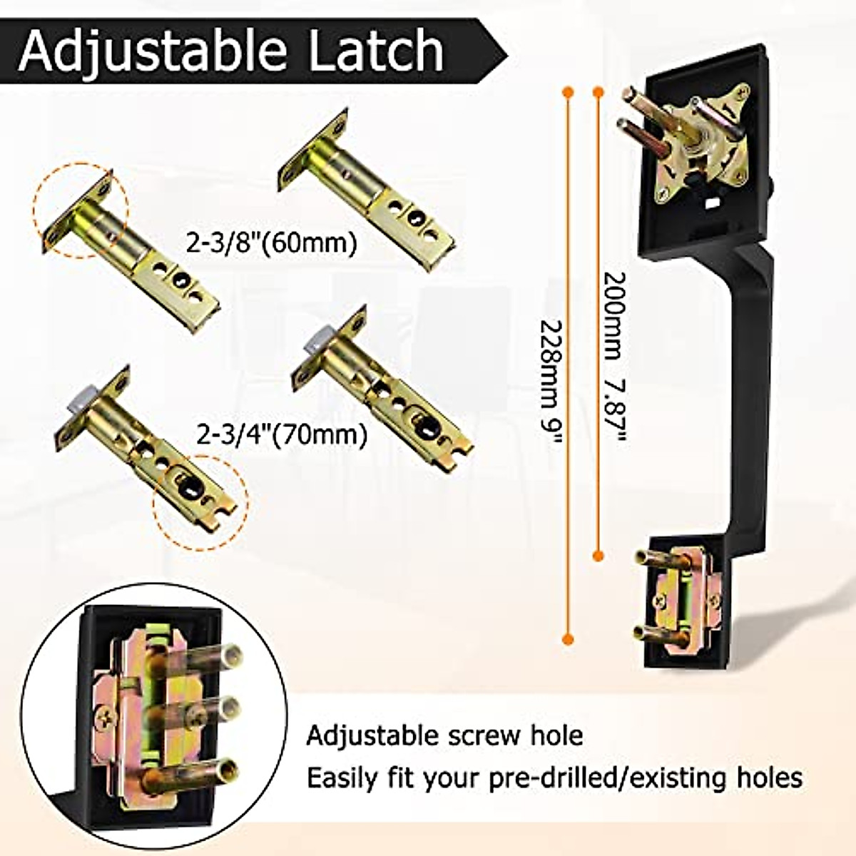 Azdele Black Front Door Handle Set, Entry Door Handle Set with Door Lever Reversible for Right and Left Handed Doors, Single Cylinder Exterior Door Handleset with Lower Half Lever, Matte Black