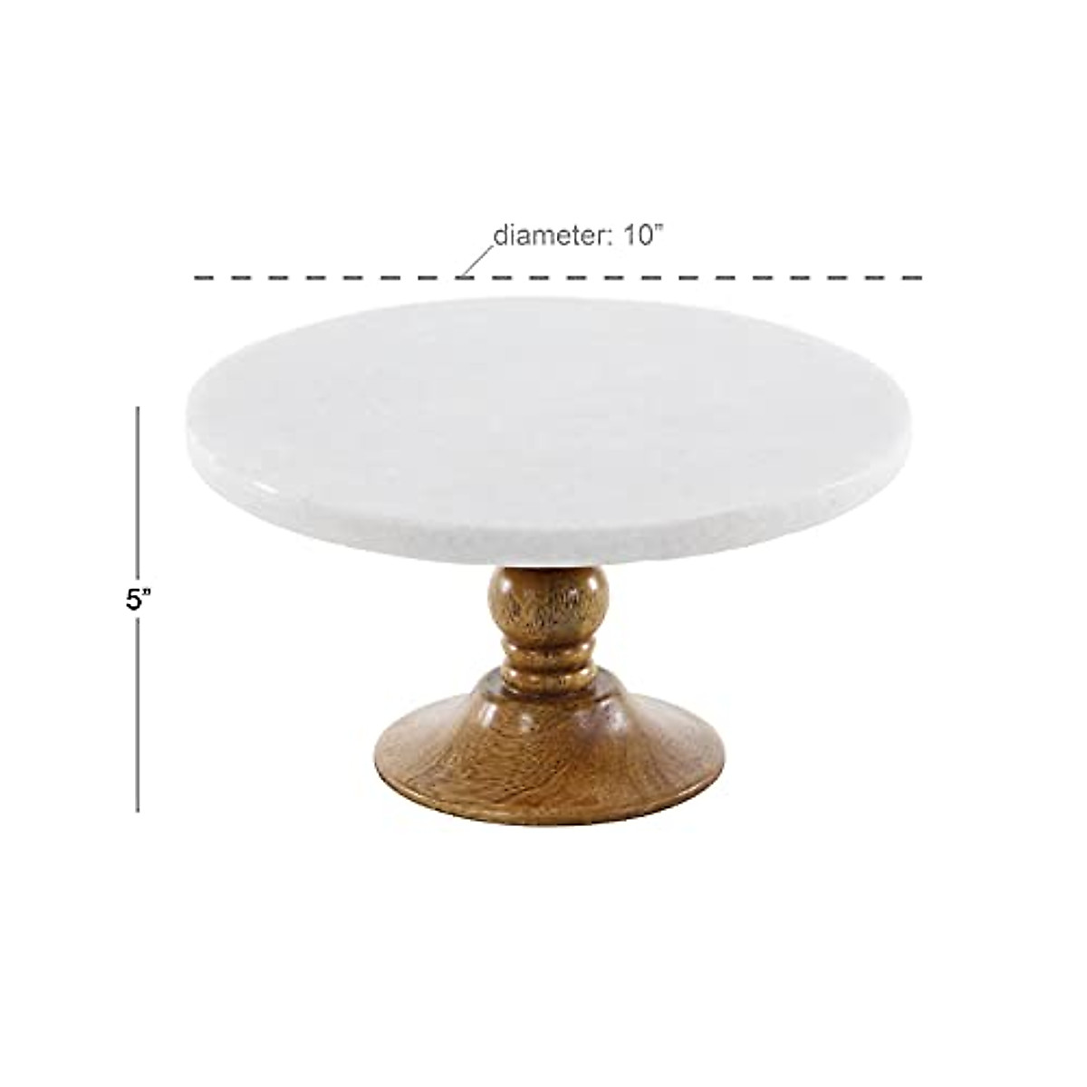 Deco 79 Mango Wood Cake Stand with Wood Base, 10" x 10" x 5", White