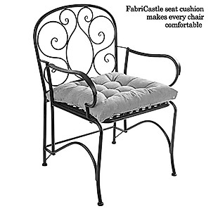 FABRICASTLE Outdoor Chair Cushions Patio Cushion Premium Comfortable Thick Fill Tufted 19" x 19" Floor Wicker Seat Pads, 2 Count (Grey, 2)