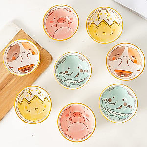 LLDAYU Set of 4 animals Cartoon Hand Painted Pattern Ceramic Bowl Set with in Gift Box - Great Cereal Bowls, Salad, Rice, Pasta or Soup Bowls - Large Capacity - Microwavable Ceramic Bowls