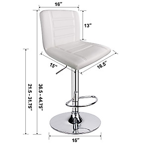 Leopard Bar Stools Set of 2, Modern Adjustable Bar Stool with Back, Straight Line Swivel Barstool (White)