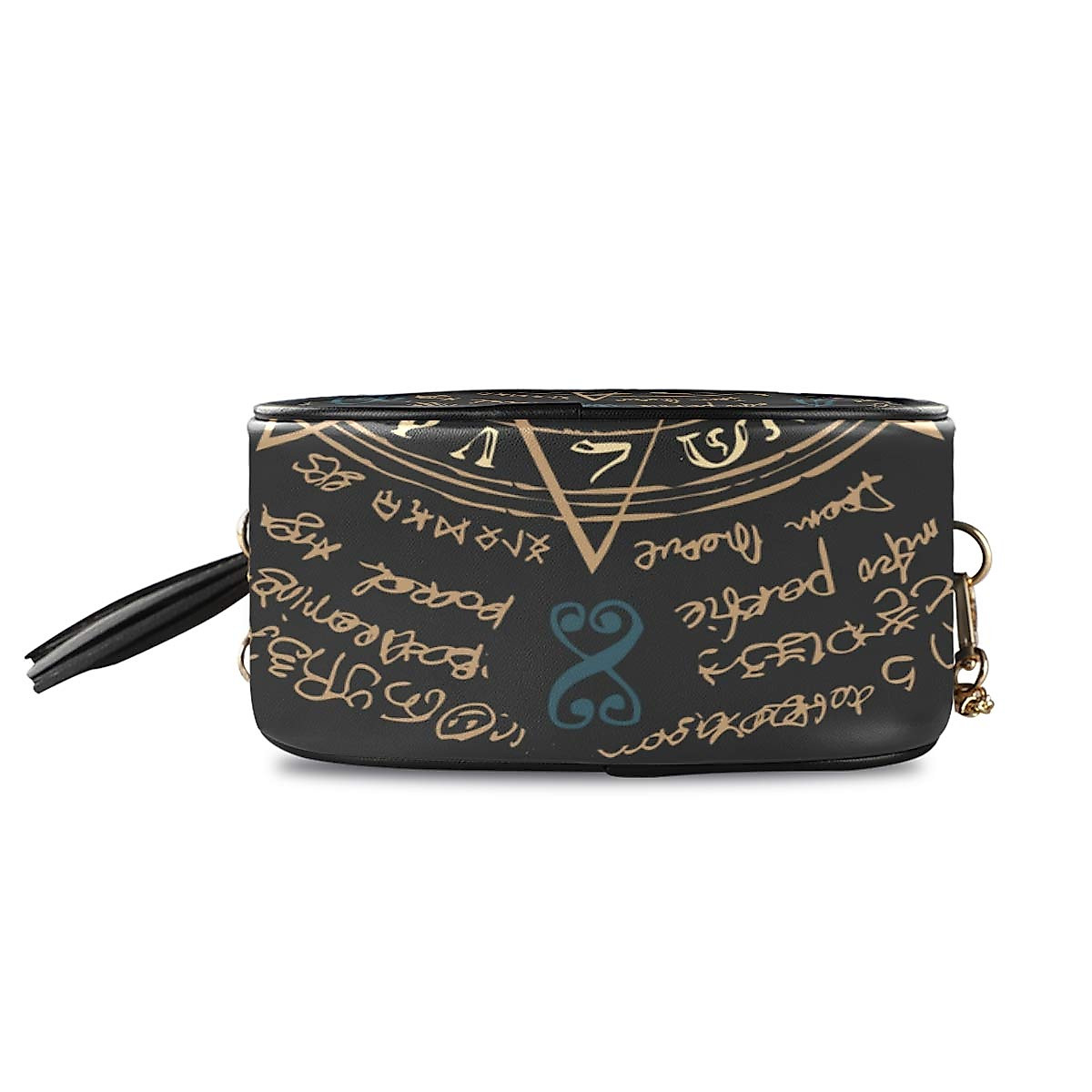 ALAZA PU Leather Small Crossbody Bag Purse Wallet Moon In An Octagonal Star With Magical Inscriptions And Symbols Vintage Cell Phone Bags with Adjustable Chain Strap & Multi Pocket