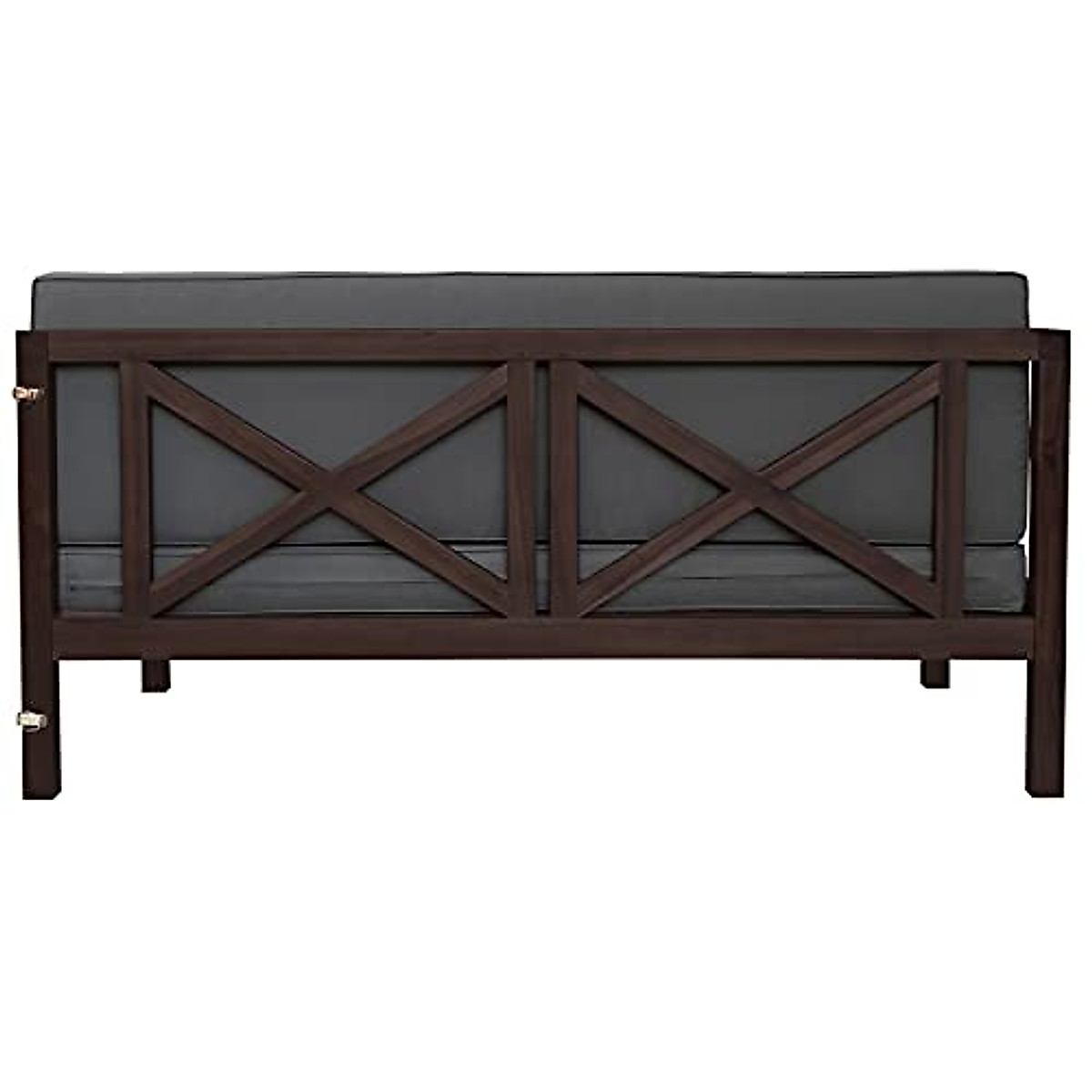 Merax Patio Furniture Sets 4 Pieces, Outdoor Solid Wood Sectional Sofa with Soft Cushions & Coffee Table, Grey