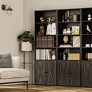 IRONCK Industrial Bookshelves and Bookcases with Doors Floor Standing 6 Shelf Display Storage Shelves 70 in Tall Bookcase Home Decor Furniture for Home Office, Living Room