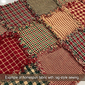 Cranberry Christmas 3 Cotton Homespun Plaid Fabric by JCS - Sold by The Yard