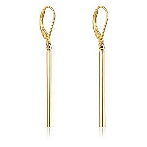 Minimal Long Vertical Bar Dangle Earrings for Women Gold Plated Simple Geometric Line Stick Drop Earrings for Men Dainty Fashion Jewelry