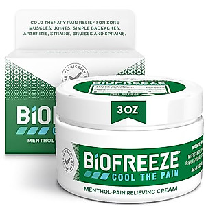 Biofreeze Pain Relief Cream, Knee & Lower Back Pain Relief, Sore Muscle Relief, Neck Pain Relief, Shoulder Pain Relief, Muscle Recovery, FSA Eligible, 3 OZ Biofreeze Menthol Cream