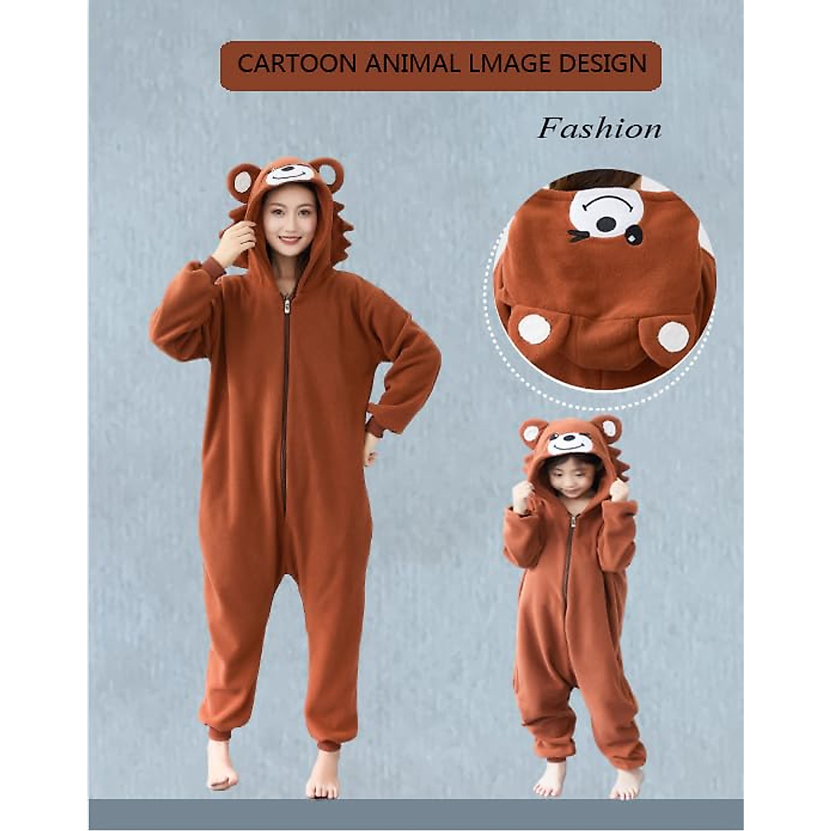 Unimyst Unisex Kids Bear Onesie Pajamas, Polar fleece Role Playing Animal One Piece Halloween Costume Pajamas Home Clothing
