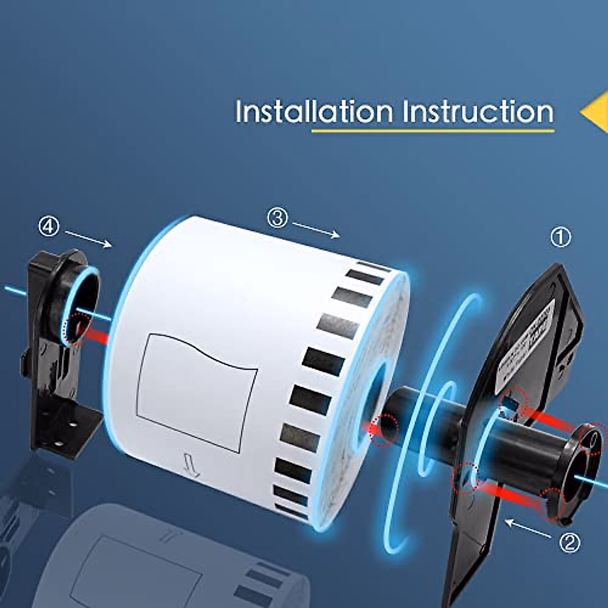 BETCKEY - Compatible Shipping Labels Replacement for Brother DK-1241 (4" x 6"), Use with Brother QL Label Printers [10 Rolls + 2 Reusable Cartridges]