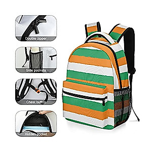 Stripes Saint Patrick Kids Backpack, Student School Bags for Boys & Girls, Bookbags with Adjustable Strapfor Travel