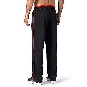 MAGNIVIT Sport Pants for Men Loose fit Warm Up Baggy Sweatpants with Zipper Pockets Black/Red