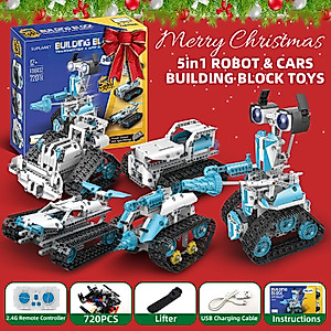 Suplanet STEM Robot for Kids Ages 8-14, 5-in-1 Remote Control and APP Programmable Robot Toys - 720 Pcs DIY Building Science Educational Kit, Building Block Birthday Gift for Teen Boys Girls