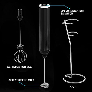 Mulli Milk Frother for Coffee with Rechargeable and Stand Set,Handheld Frother Electric Whisk, Milk Foamer, Mini Mixer and Coffee Blender Frother for Frappe, Latte, Matcha