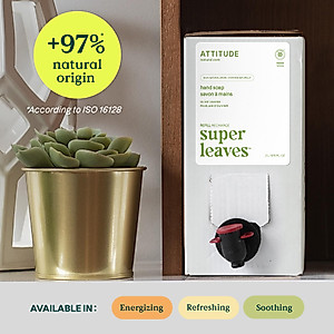 ATTITUDE Liquid Hand Soap, EWG Verified, Plant and Mineral-Based, Vegan Personal Care Products, Olive Leaves, 67.6 Fl Oz